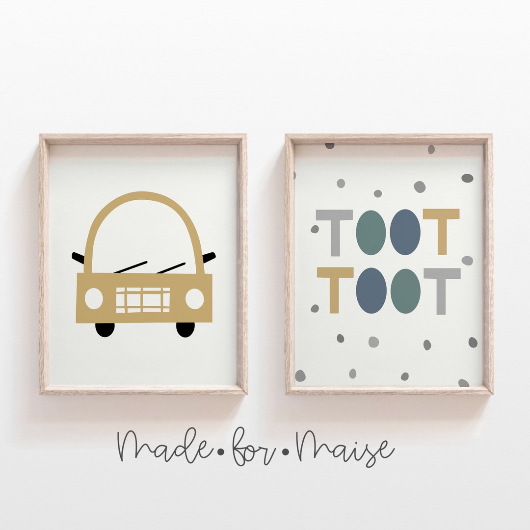 Toot Toot Car Print for Toddler Room Decor, Print, Construction ...