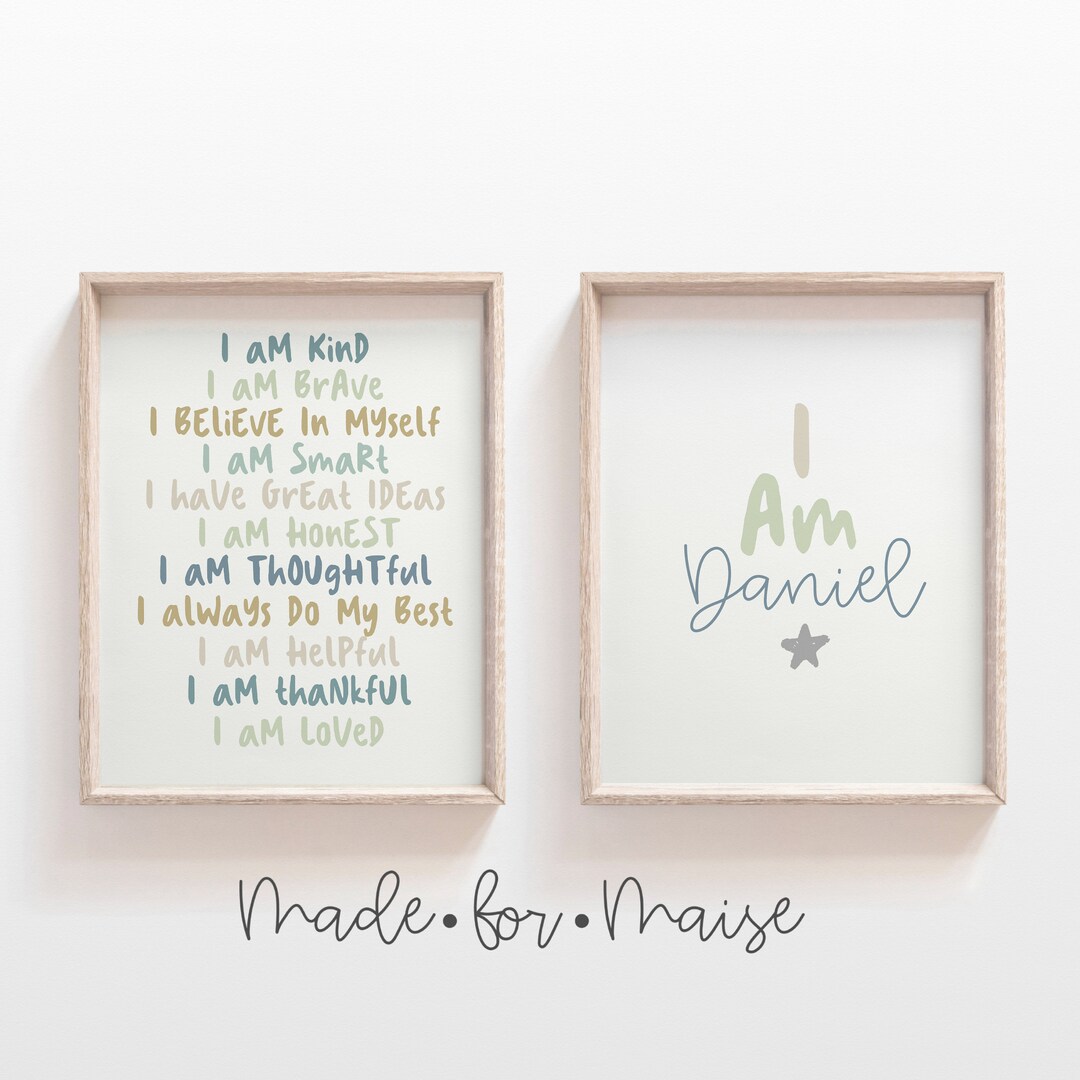 Set of 2 , Personalised BOYS, Affirmations Print, Affirmations Decor ...