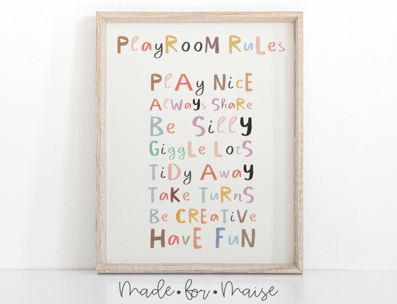 Cute and On Trend Playroom Rules Print Playroom Prints Kids | Etsy