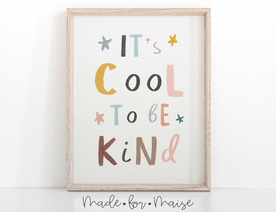 It's Cool to Be Kind Kids Nursery, Pastel Nursery Print, Be Kind Print ...