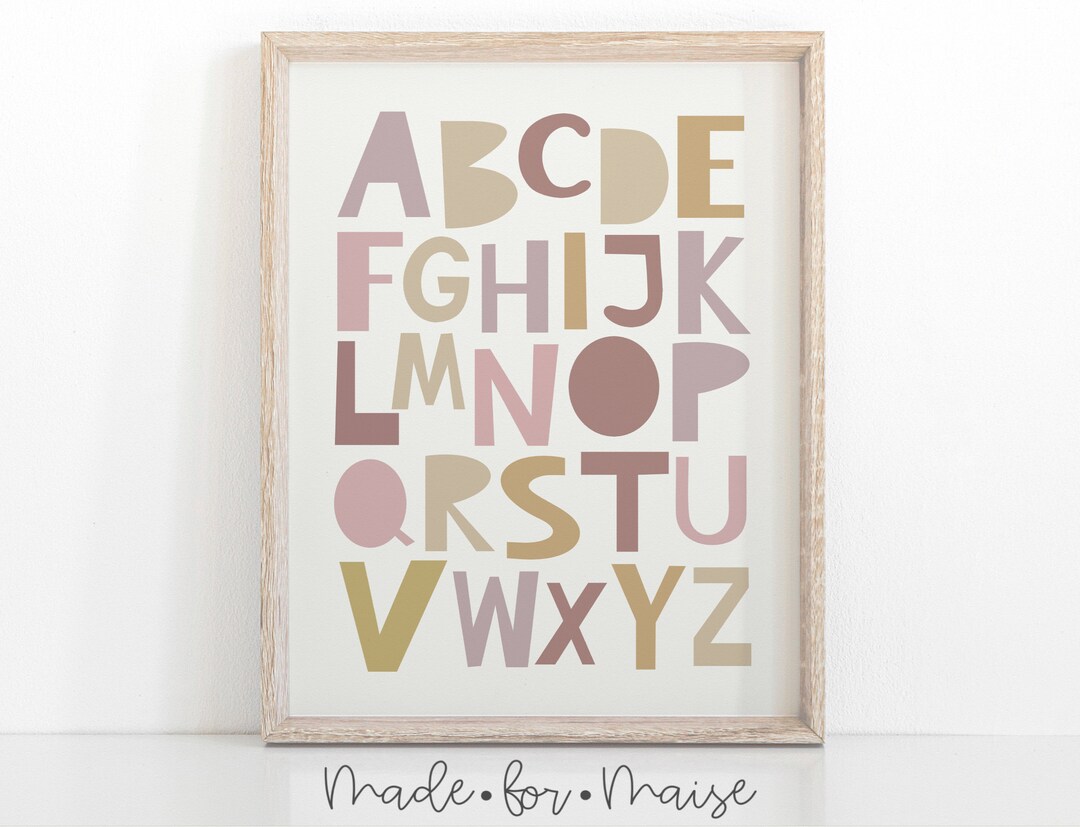 Girls Blush Pink, Pastel Pink Alphabet Print,alphabet Poster, ABC Wall ...
