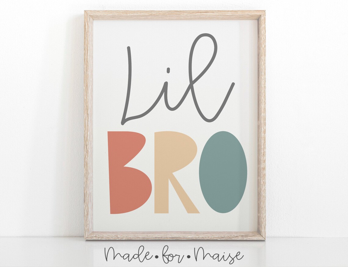 Set of 2 Big Sis Lil Bro Print Boys Girls Rainbow Wall - Etsy