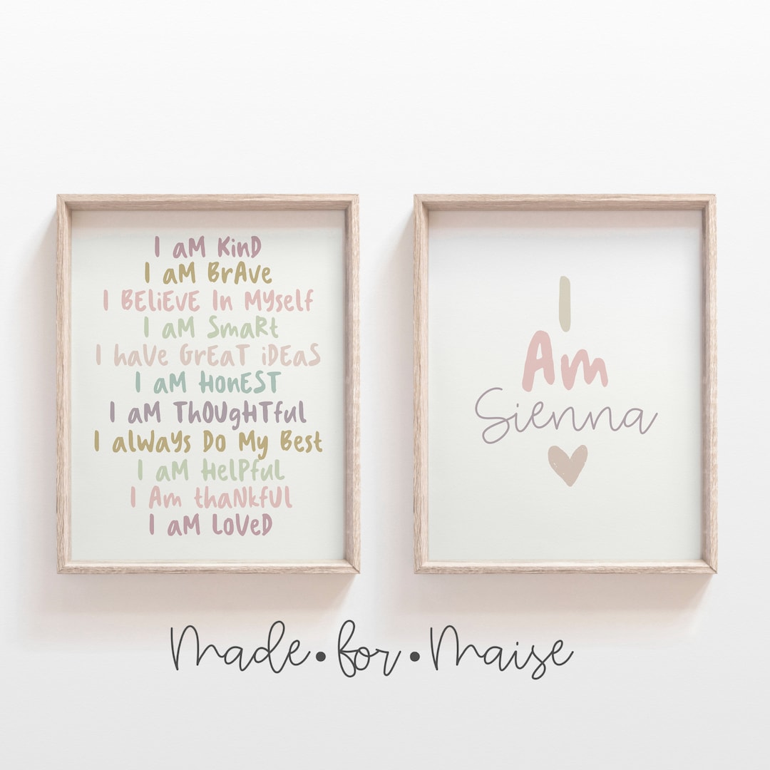Set of 2 , Personalised Girls, Affirmations Print, Affirmations Decor ...