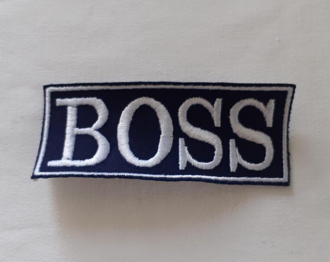 BOSS NAVY BLUE Embroidered Sew-on Patch - Customized - Clothing ...