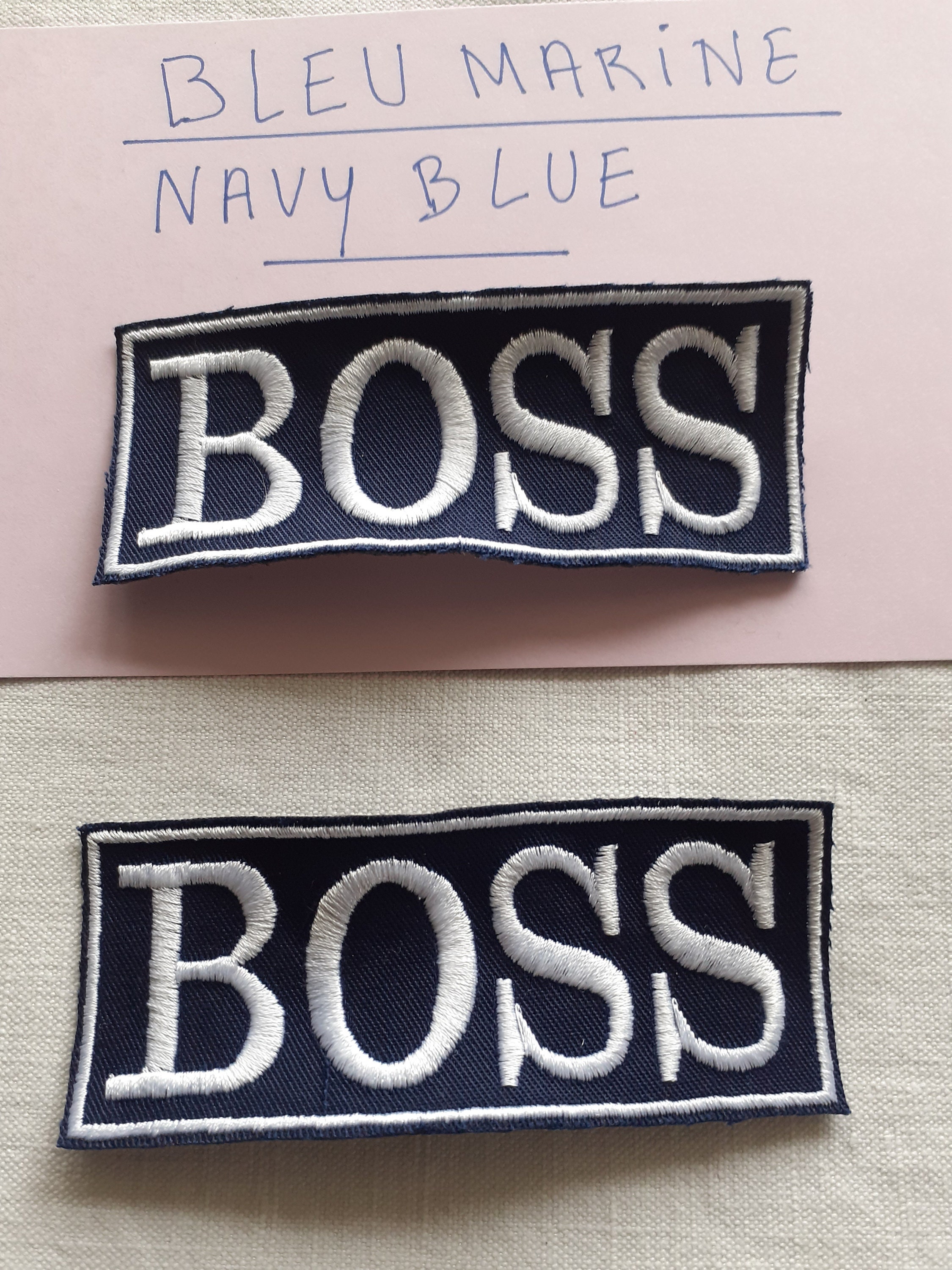 BOSS NAVY BLUE Embroidered Patch to Sew customized-garment-sewing ...