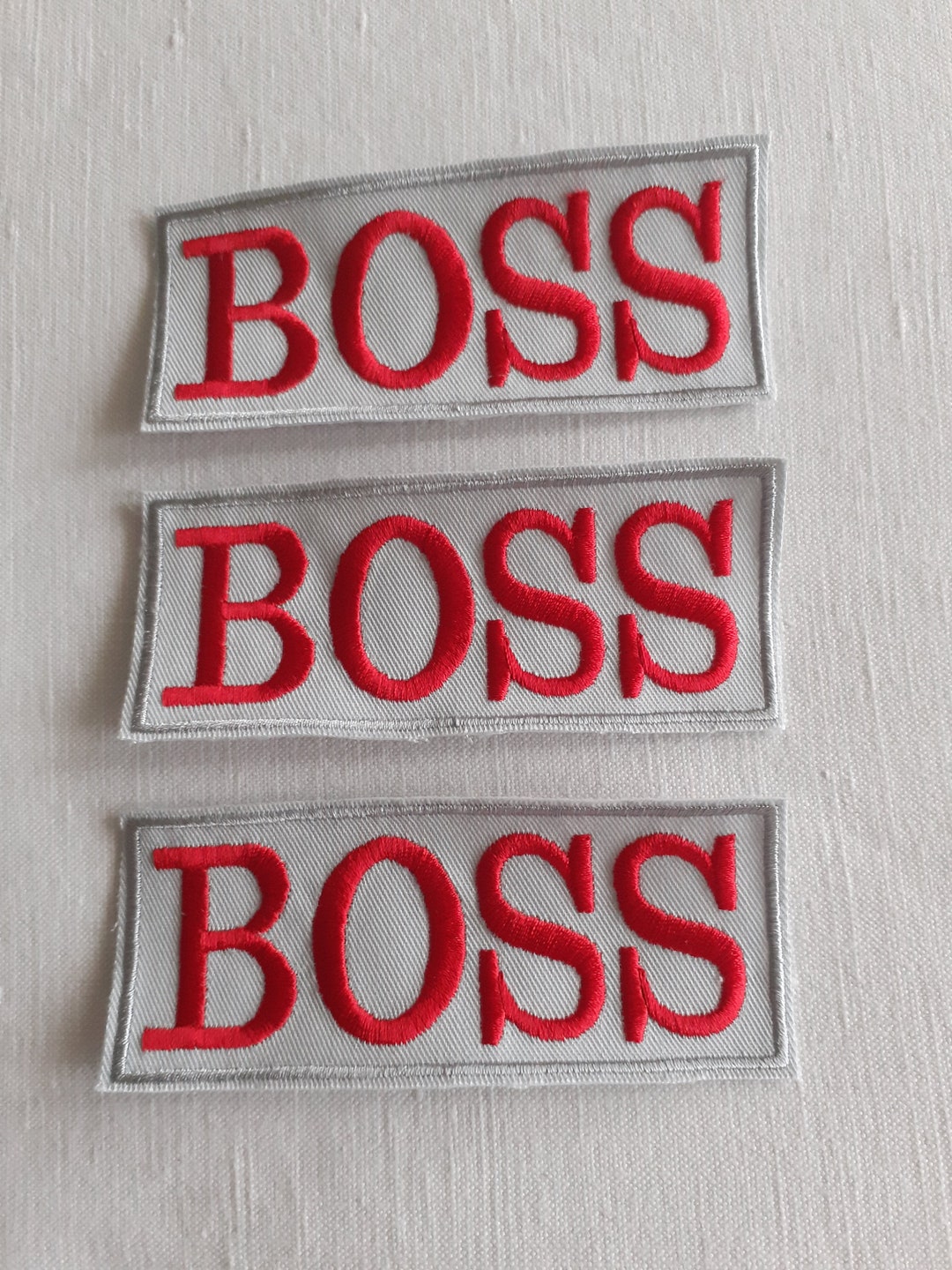 Embroidered Gray BOSS Patch to Sew-customized-boss Clothing-sewing ...