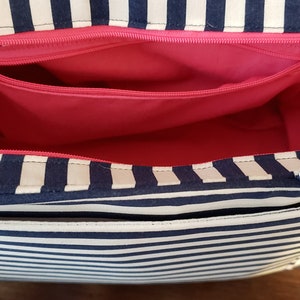 Phoebe Striped Satchel Handbag With Top Zipper and Removable Strap ...