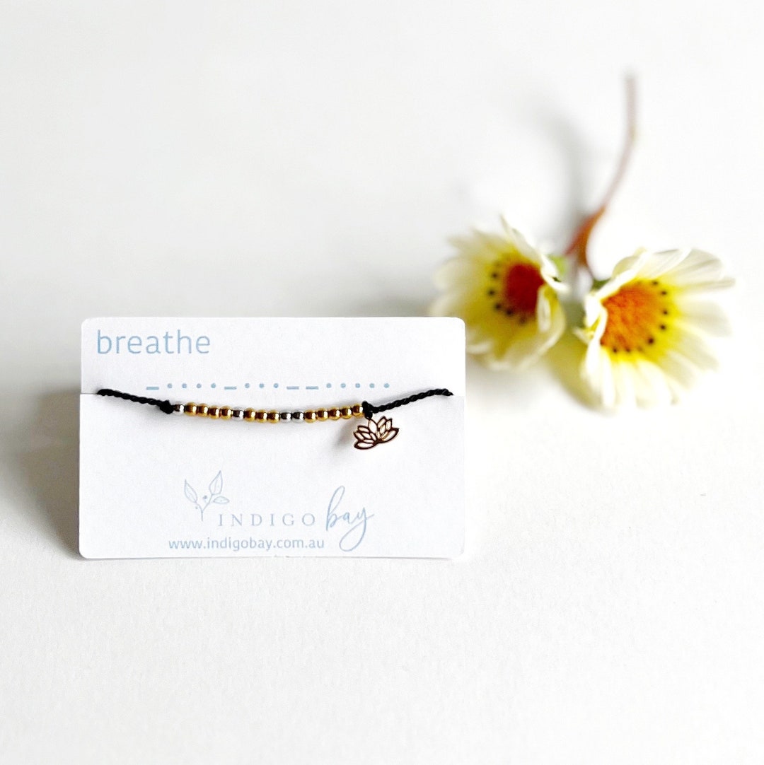 Breathe Morse Code and Charm Reminder Bracelet, Minimalist Word ...