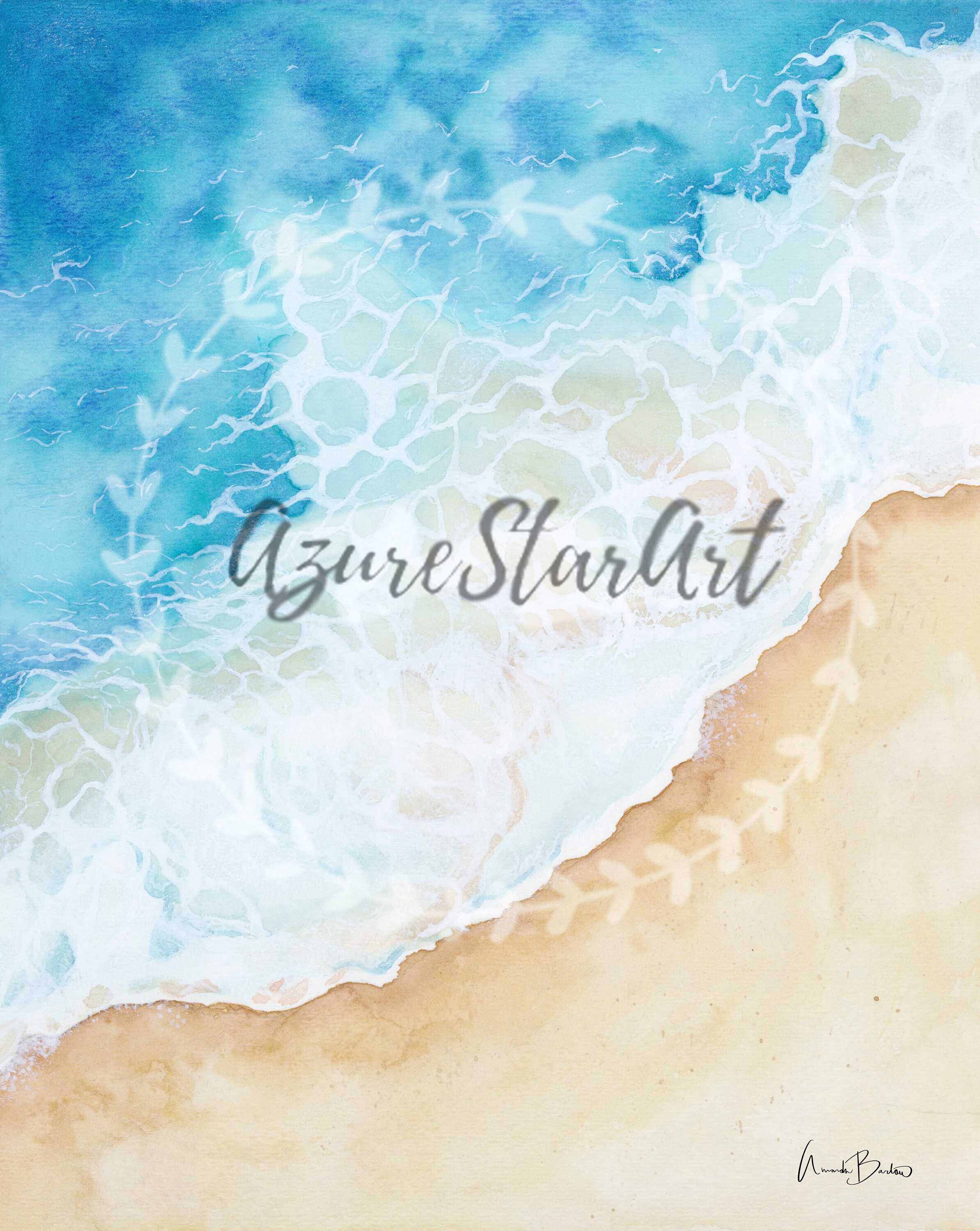 Watercolor Beach Scene, Watercolor Painting, Ocean Painting, Beach ...