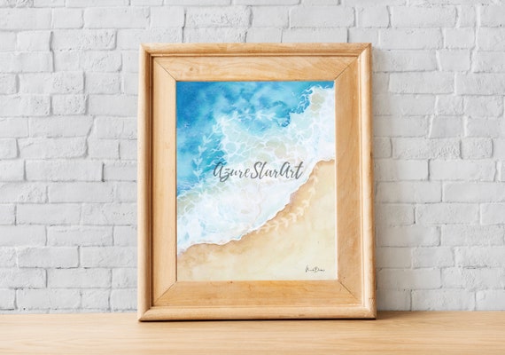 Watercolor Beach Scene Watercolor Painting Ocean Painting - Etsy