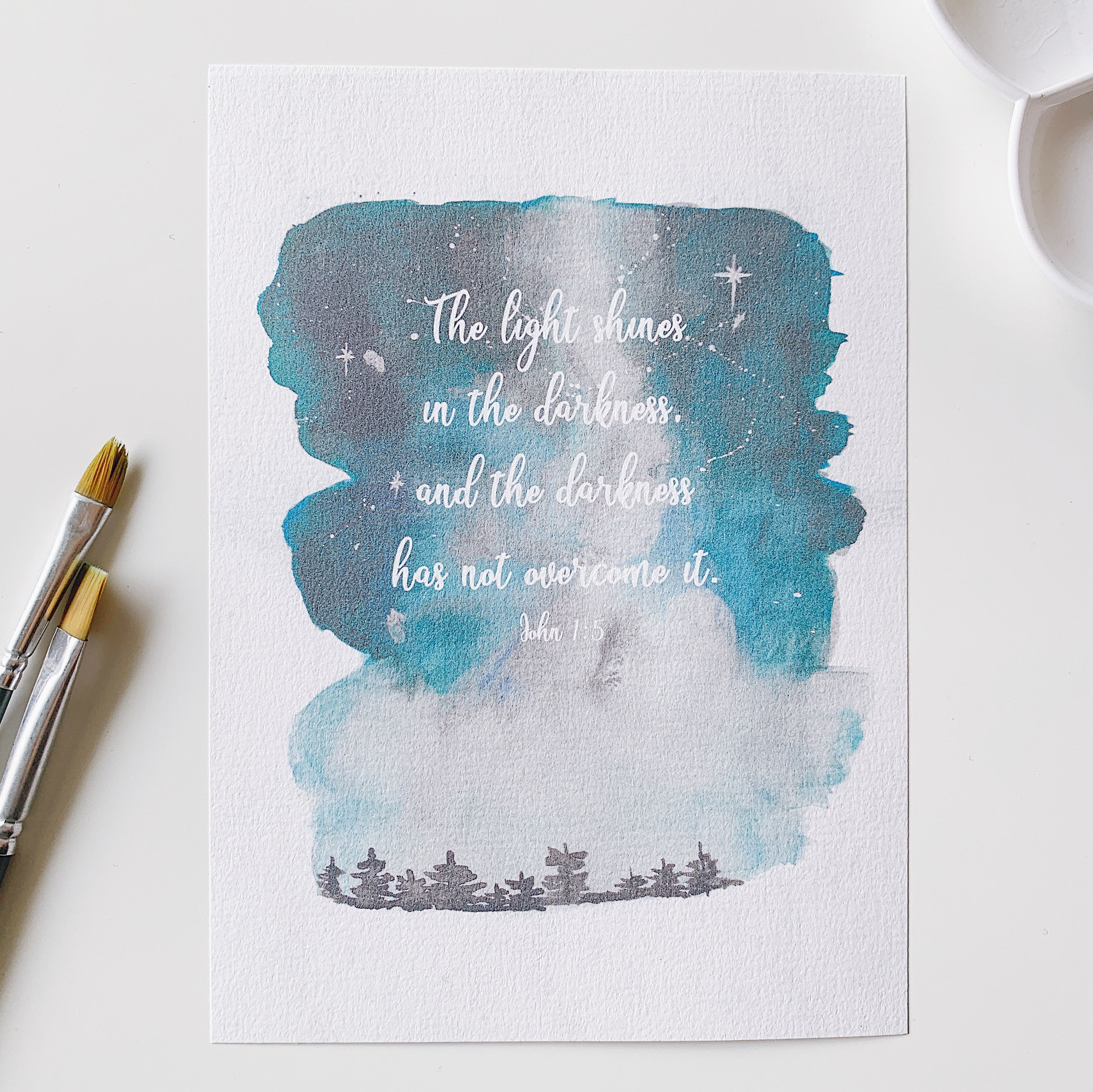 Watercolor Art Galaxy Bible Verse Physical Art Print | Etsy