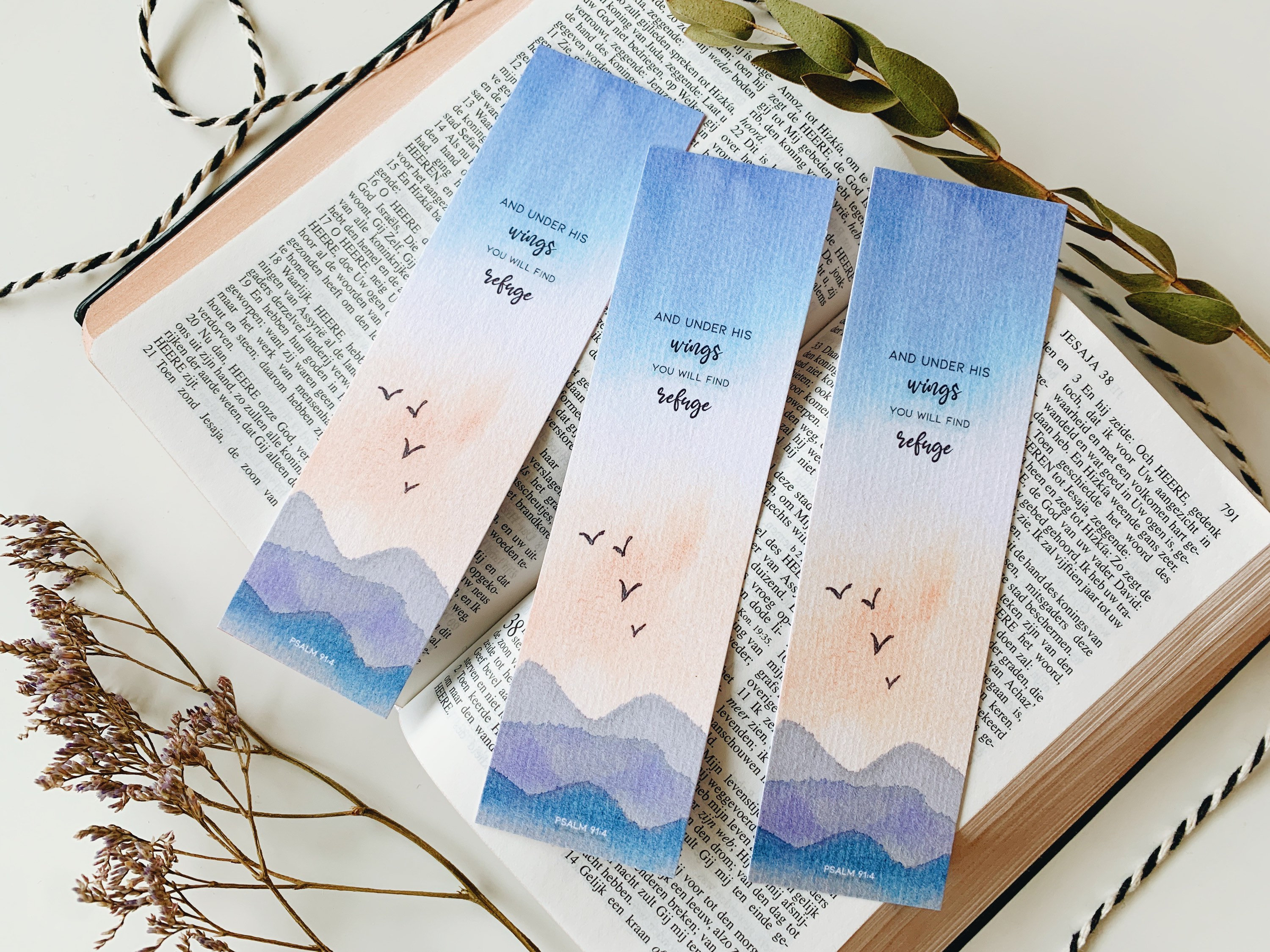 Handmade Watercolor Nature Art Bookmarks 4 Bible Verse | Etsy