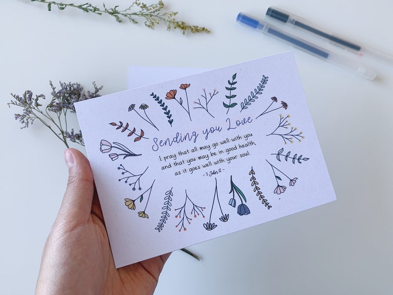 Sending You Love Postcard Religious Card Bible Verse Faith - Etsy