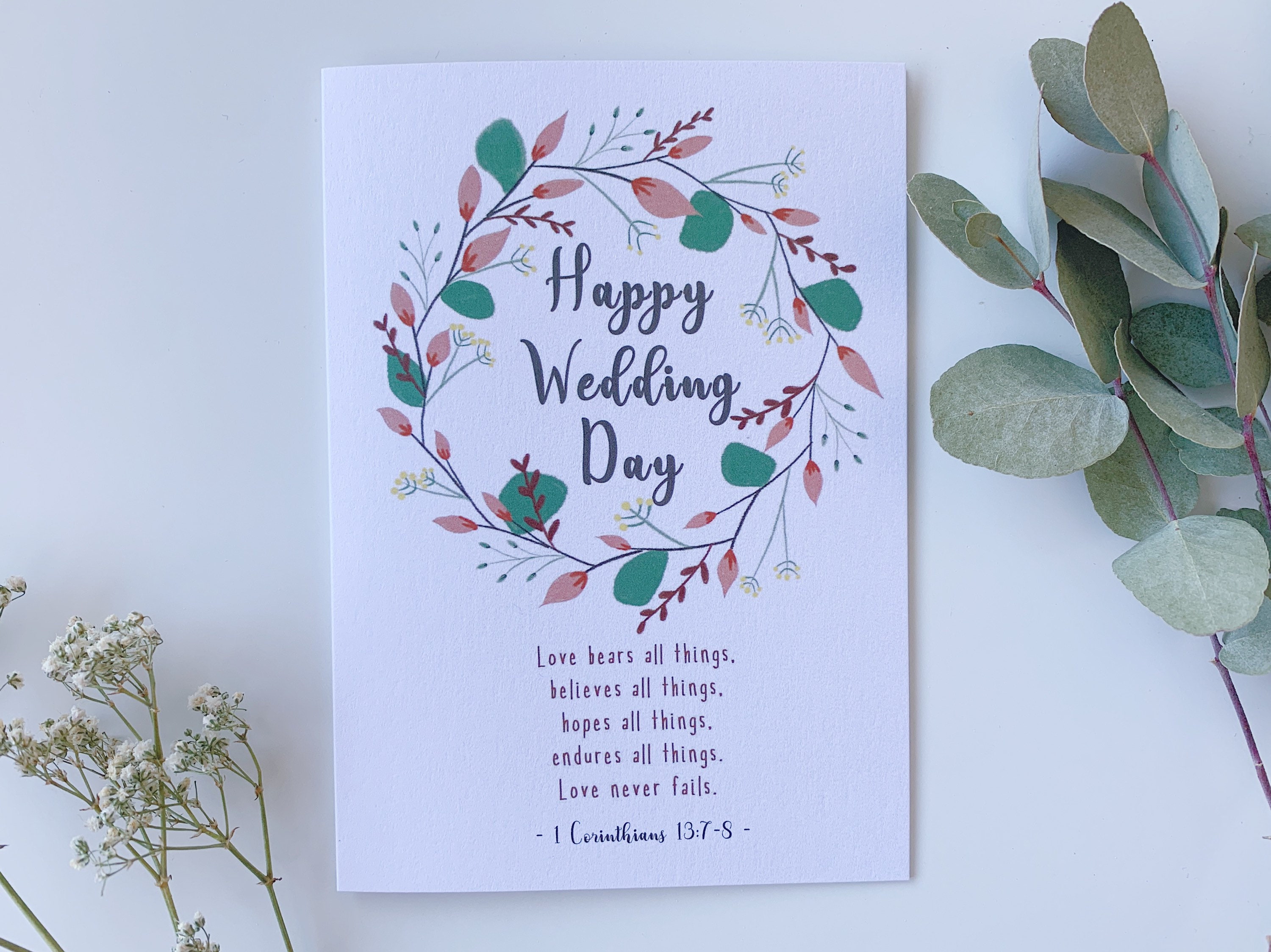 Wedding Gift Card Happy Wedding Day Flowerframe Card | Etsy