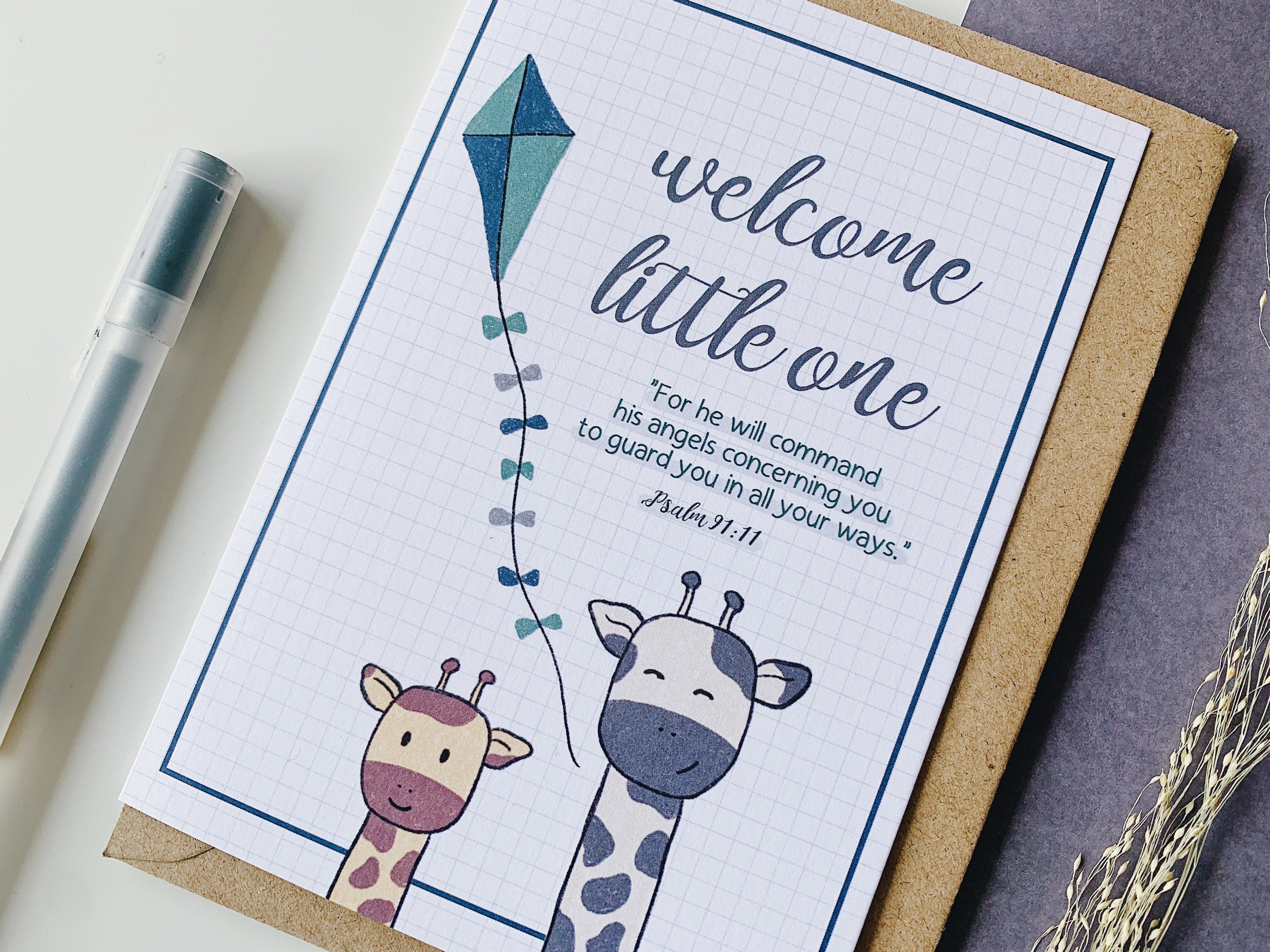 Scripture Christian Welcome Little One Giraffe Psalm 91:11 - Etsy