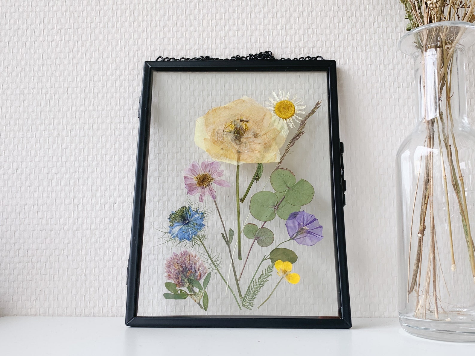 Pressed Flower Glass Hanging Frame Wall Hanging Wall - Etsy
