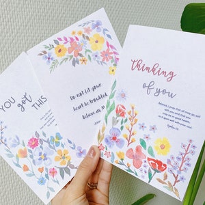 Bible Verse Encouragement Card Set | Flower Watercolor Art, Scripture ...