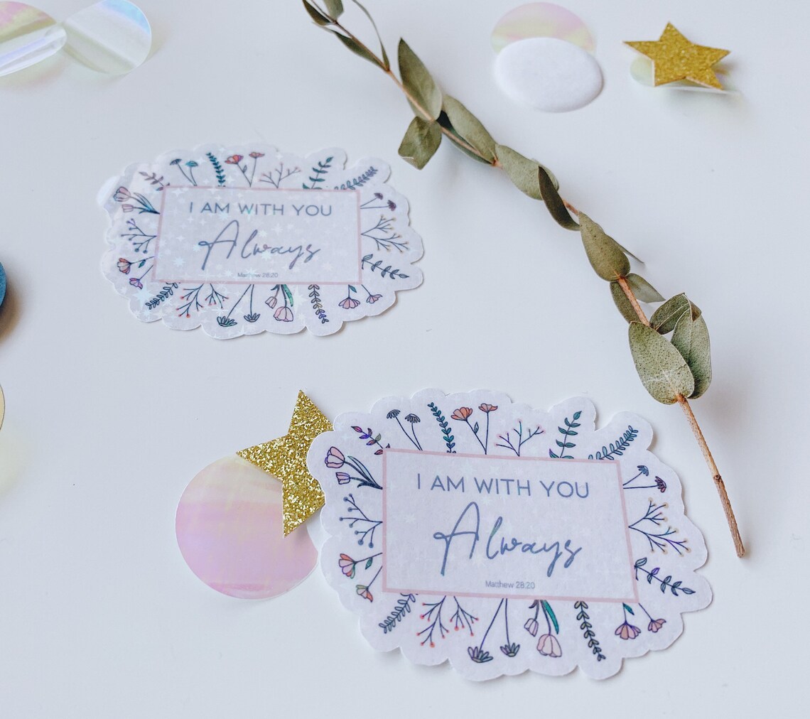 Bible Verse Scripture Flower Frame Sticker | Flower Art Glossy ...