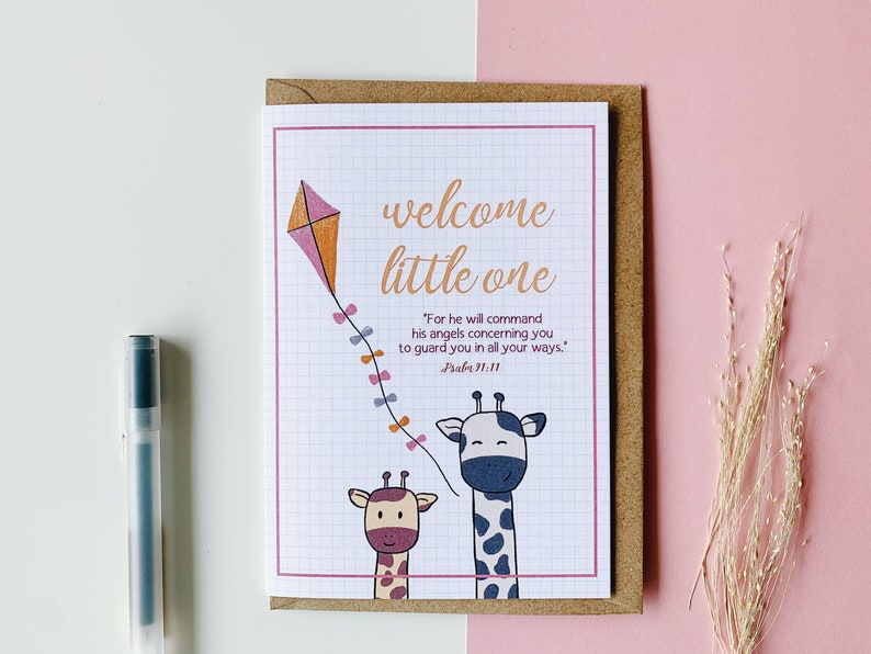 Scripture Christian Welcome Little One Giraffe Psalm 91:11 - Etsy