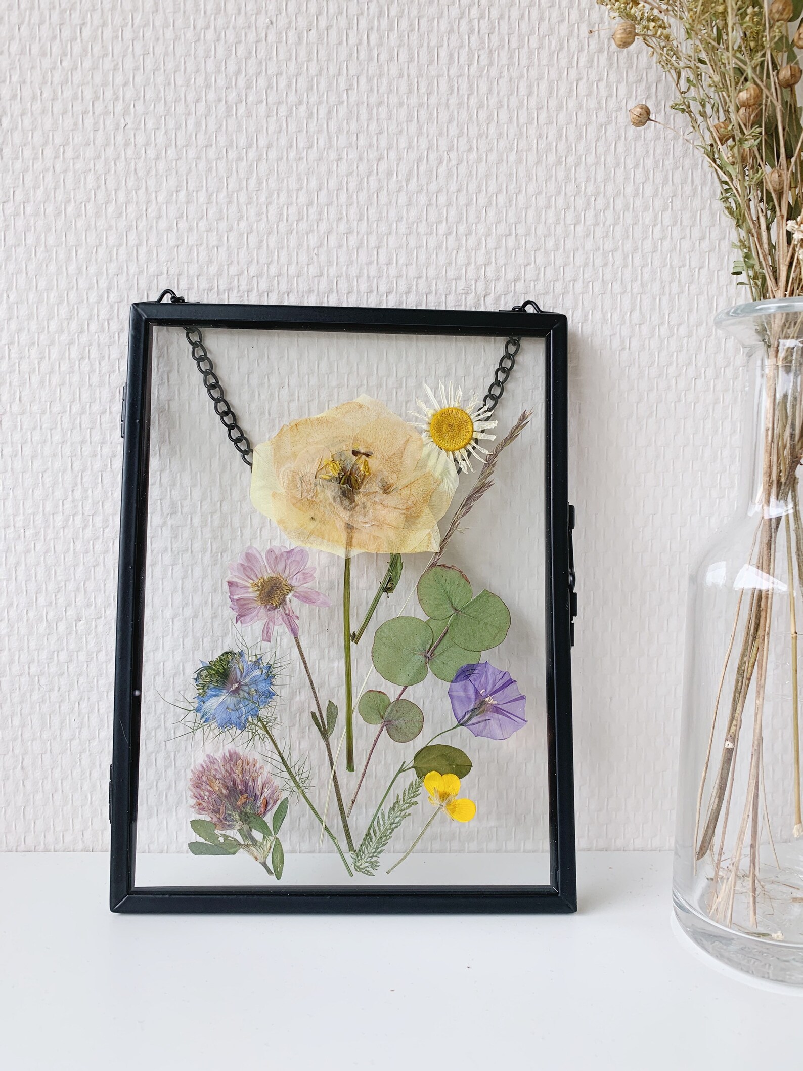 Pressed Flower Glass Hanging Frame Wall Hanging Wall - Etsy