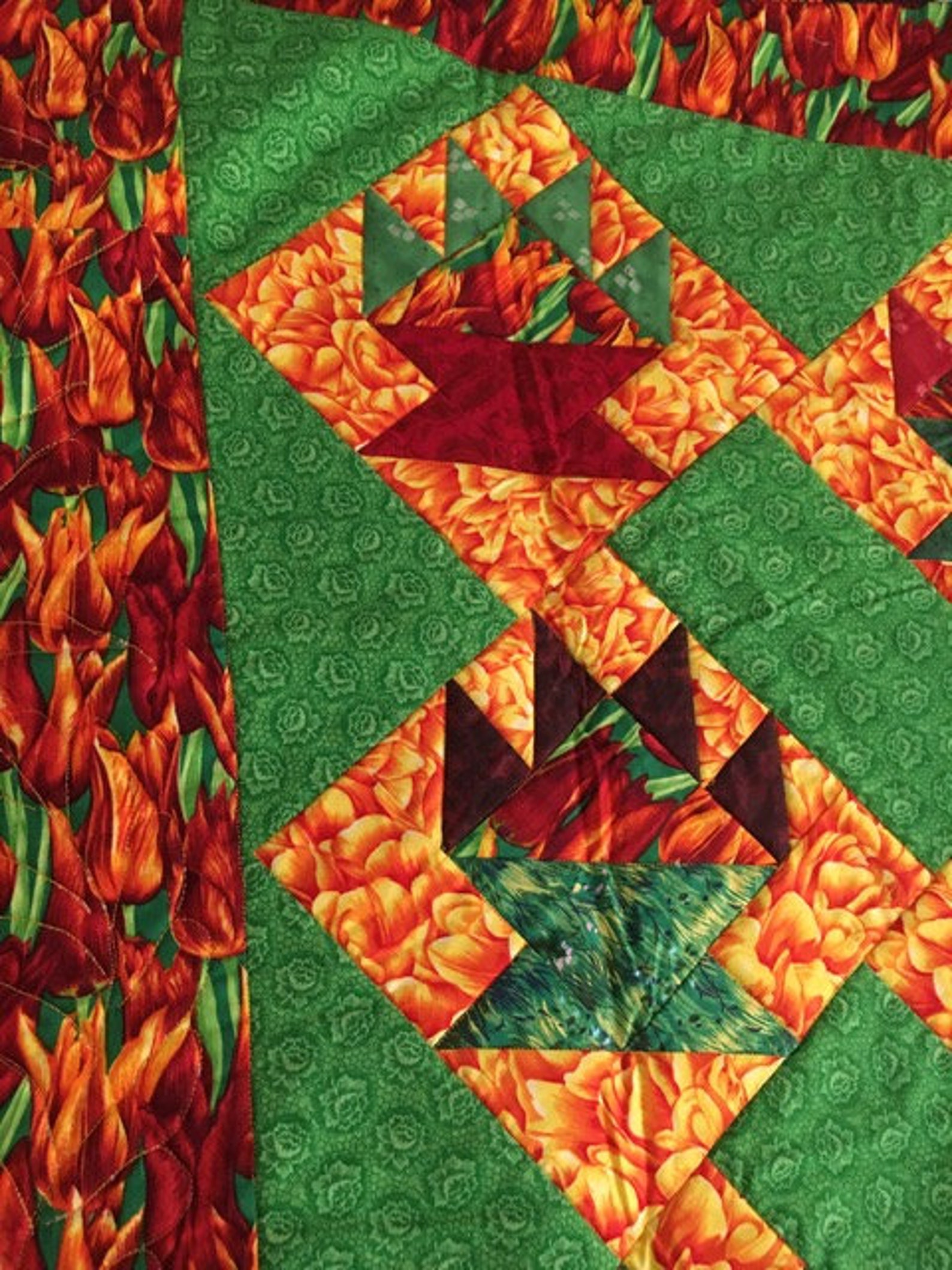 Handmade patchwork quilt - Tulip Baskets - Etsy Nederland