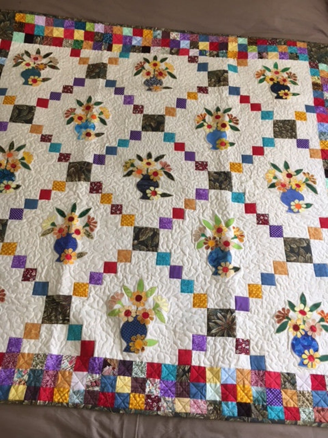 Original Patchwork Quilt - Flower Vases - Etsy Australia