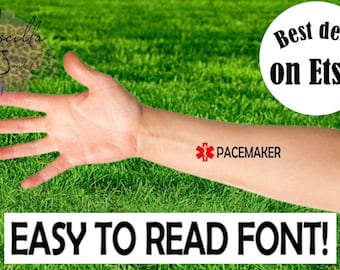 Pacemaker Temporary Fake Tattoo Sticker set of 2 - Etsy