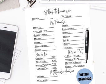 Getting to Know You Printable Coworker Questions All About Me Survey ...