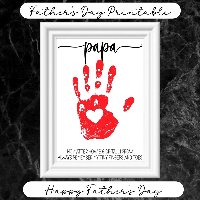 Fathers Day Handprint Footprint Craft Printable Keepsake Dad Daddy ...