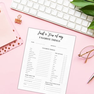 Employee Favorite Things Survey Get to Know Me Employee Appreciation ...