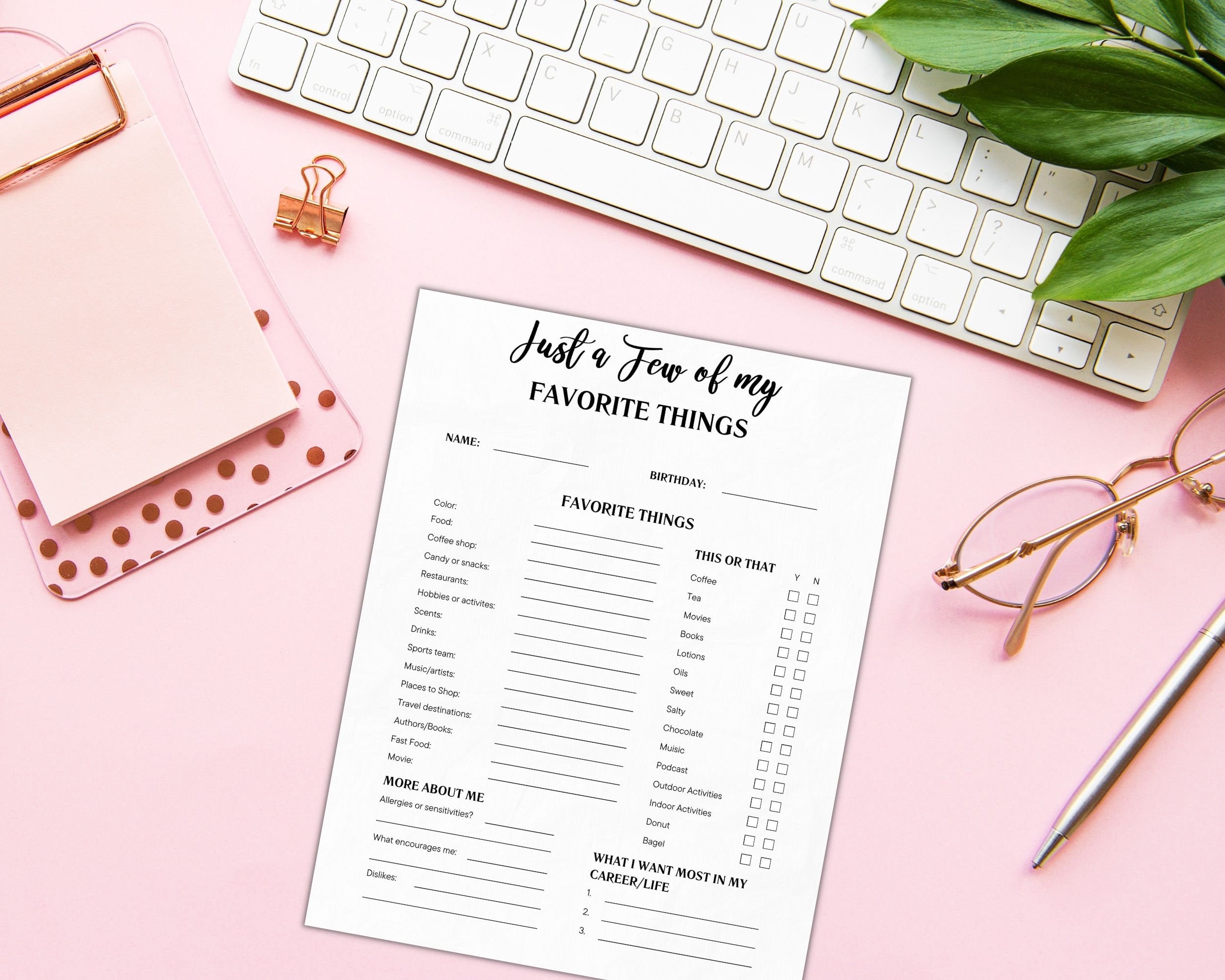 Employee Favorite Things Survey Get to Know Me Employee Appreciation ...