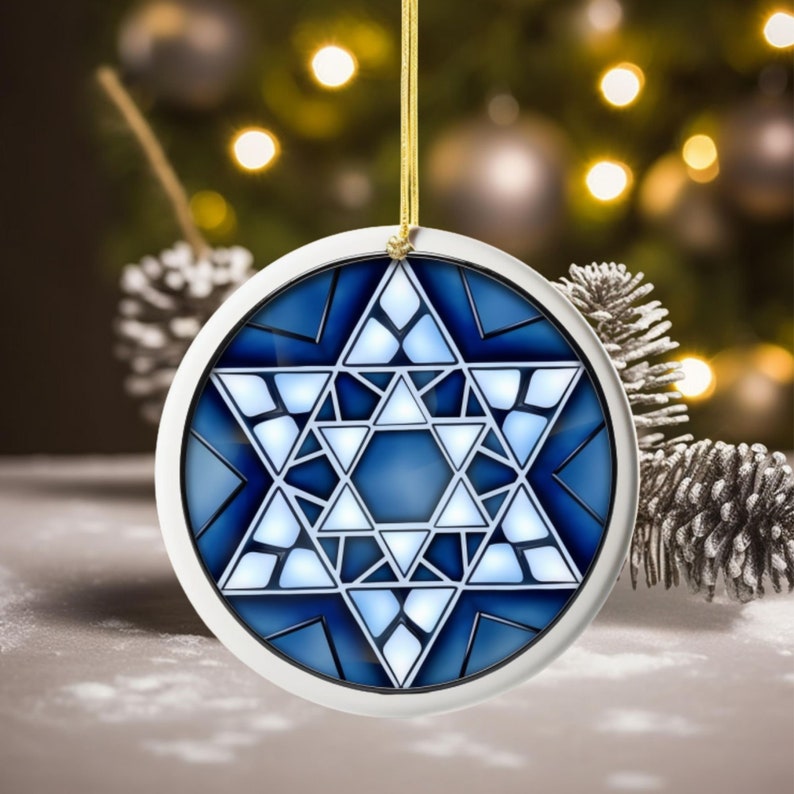Star of David Stained Glass Faux Christmas Ornament Jewish Holiday Gift ...