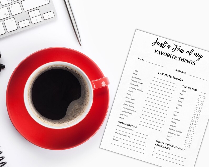 Employee Favorite Things Survey Get to Know Me Employee Appreciation ...