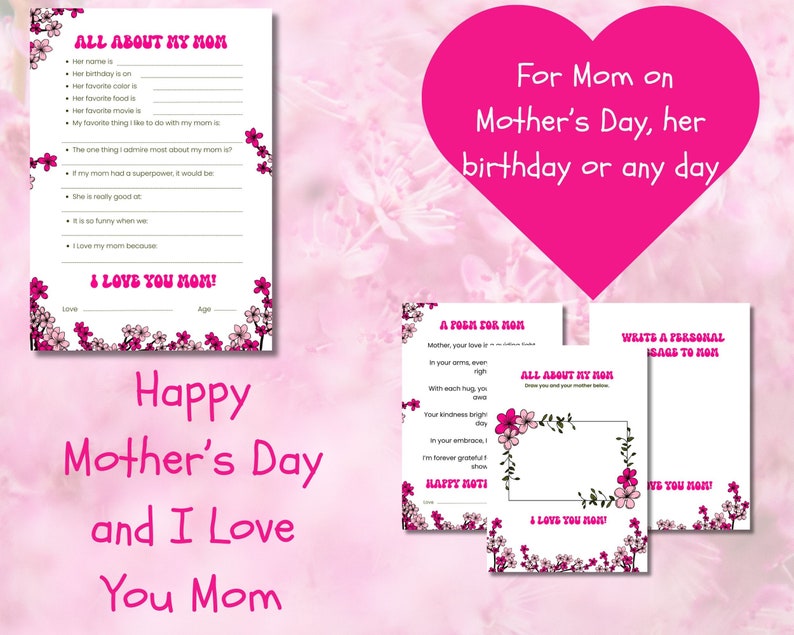 Mother's Day Printable Gift From Kids All About My Mom Digital Download ...