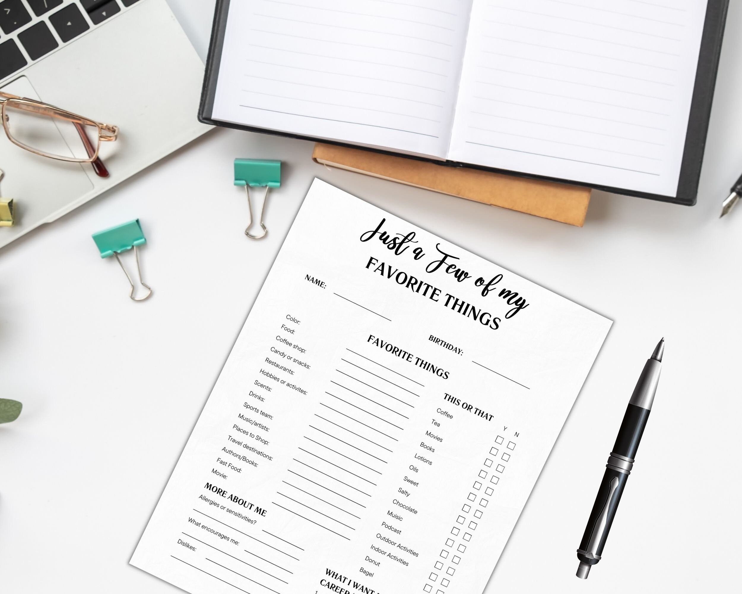 Employee Favorite Things Survey Get to Know Me Employee Appreciation ...