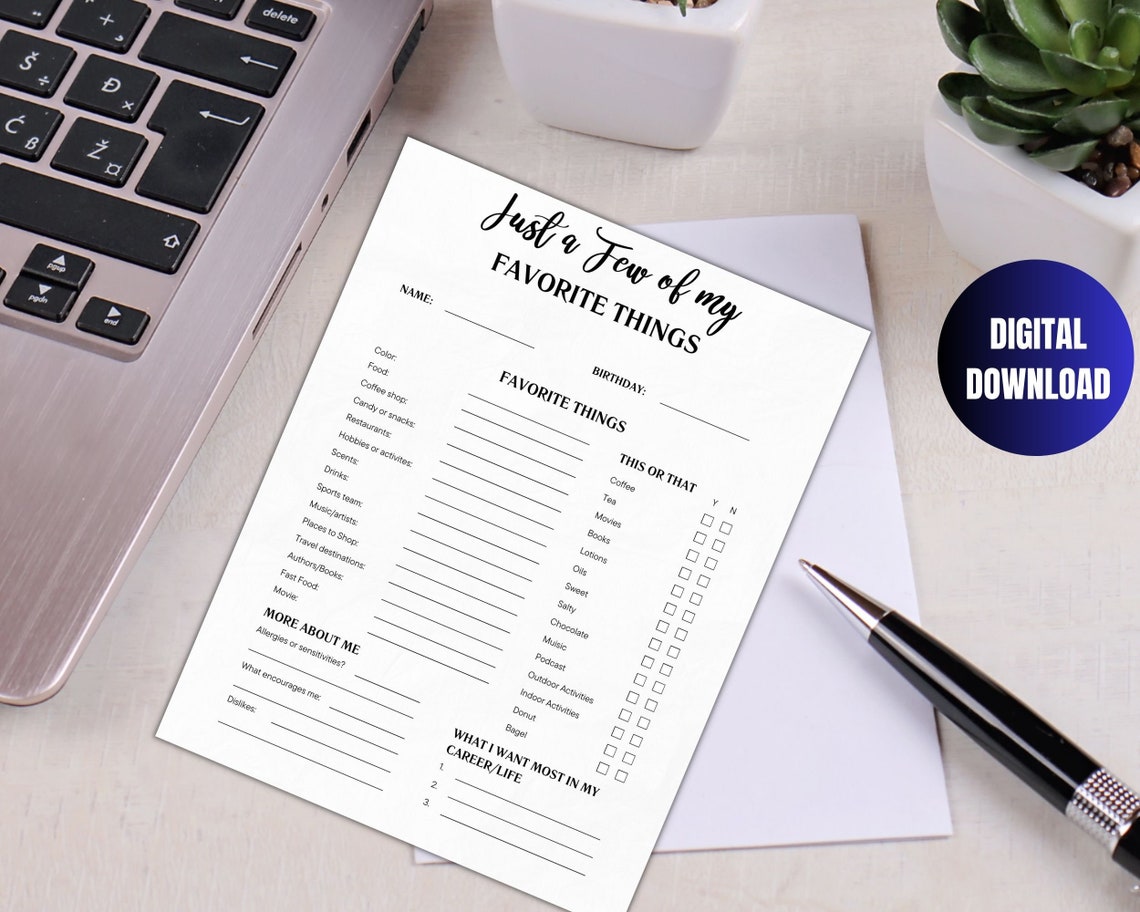 Employee Favorite Things Survey Get to Know Me Employee Appreciation ...