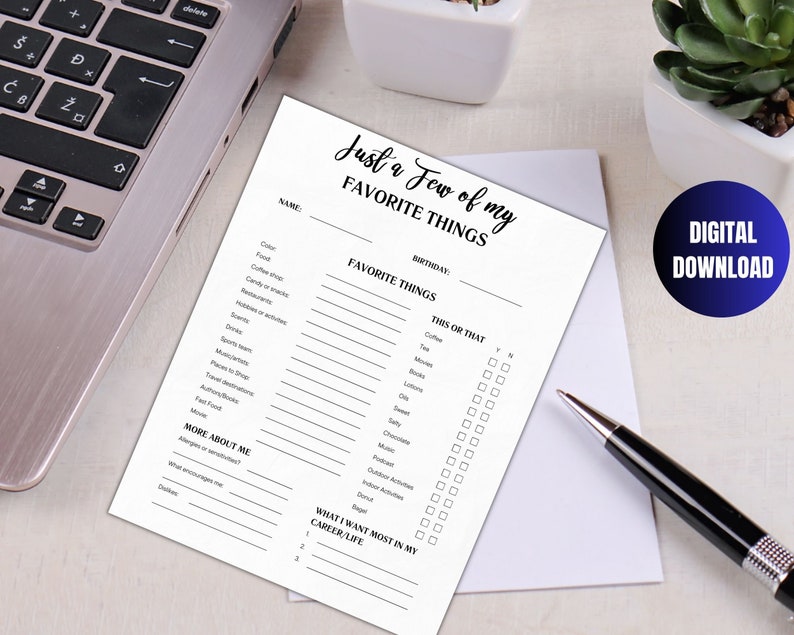 Employee Favorite Things Survey Get to Know Me Employee Appreciation ...