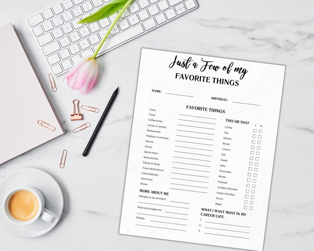 Employee Favorite Things Survey Get to Know Me Employee Appreciation ...