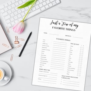 Employee Favorite Things Survey Get to Know Me Employee Appreciation ...