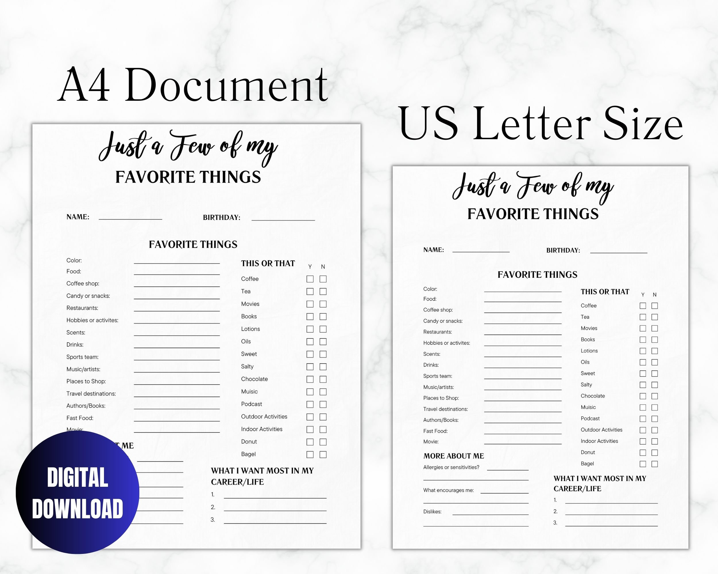 Employee Favorite Things Survey Get to Know Me Employee Appreciation Coworker Questions Employee ...