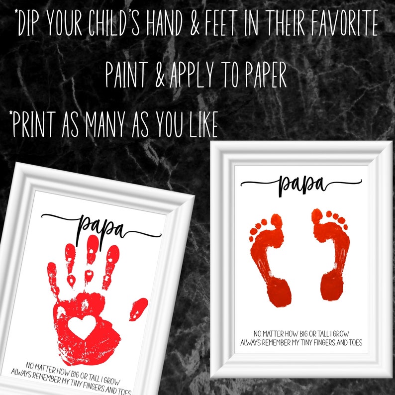 Fathers Day Handprint Footprint Craft Printable Keepsake Dad Daddy ...