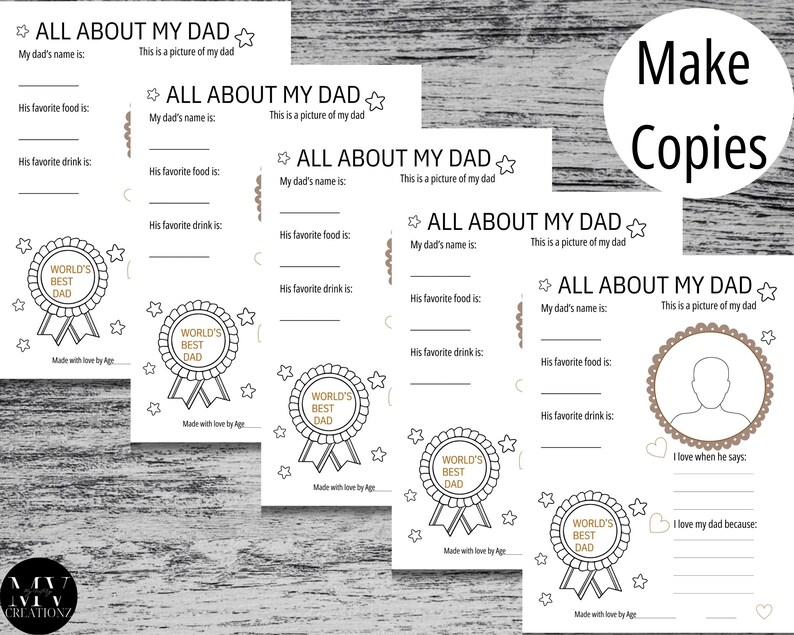 All About My Dad Fathers Day Activity Sheet Printable Birthday Dad ...