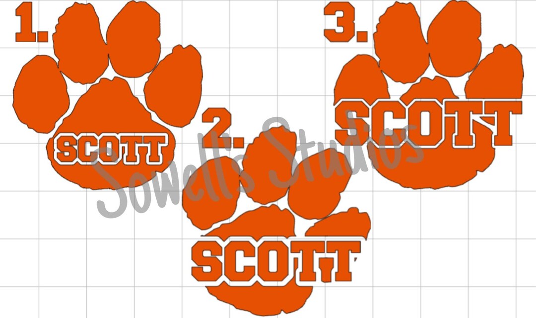 Clemson/tiger Paw Name Cut Out Decal - Etsy