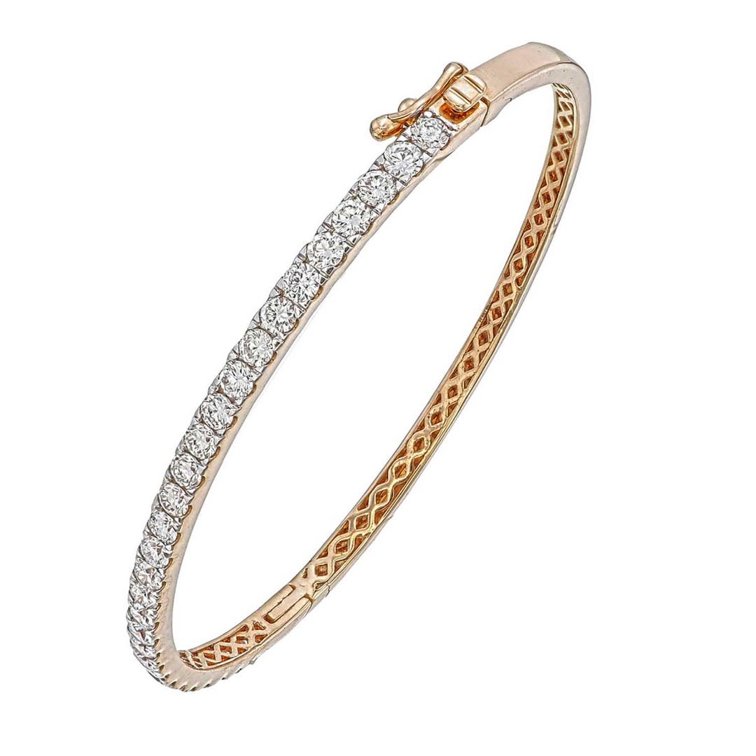 Single Line Bangle in 18kt Rose Gold With 5-pointer Diamonds Elegant ...