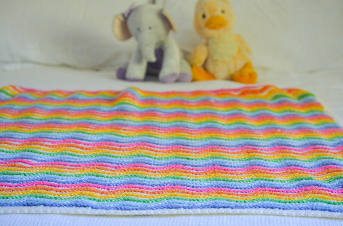 Rainbow Ripple Handmade Crochet Baby Blanket - Etsy
