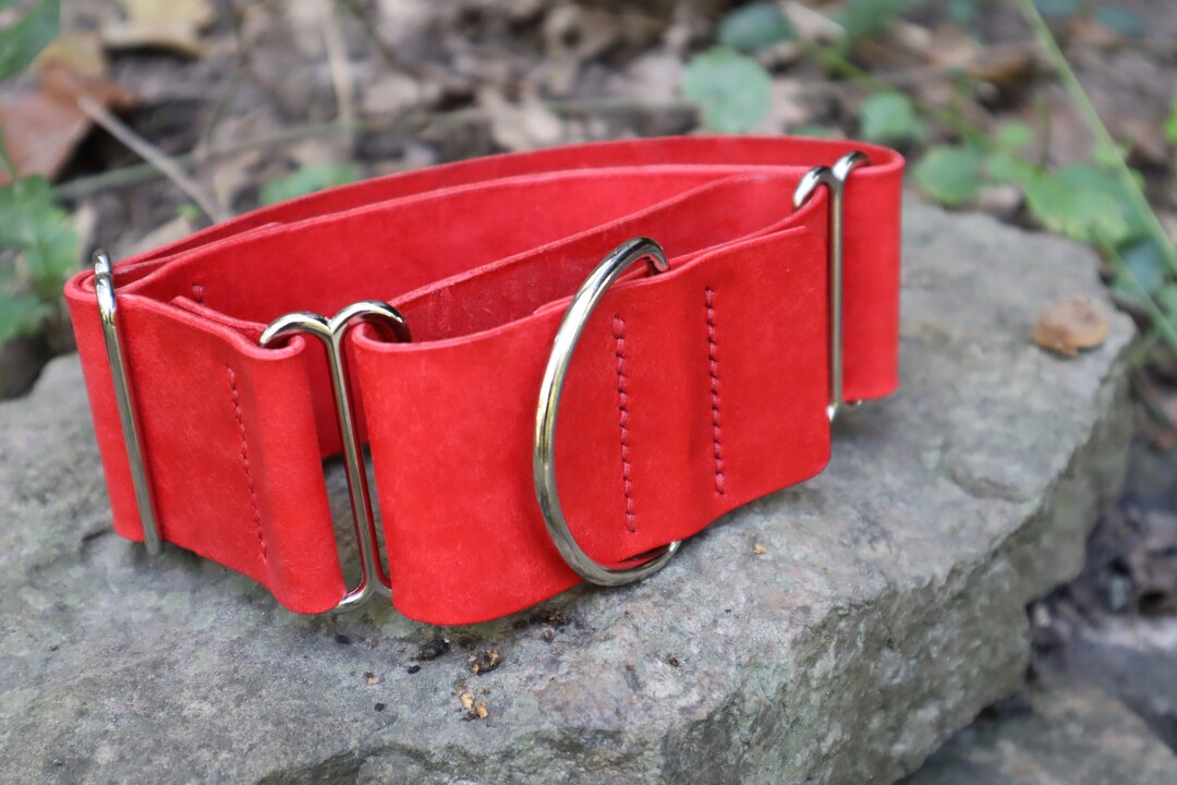 Red Italian Leather Martingale Dog Collar--adjustable Collar--multiple ...