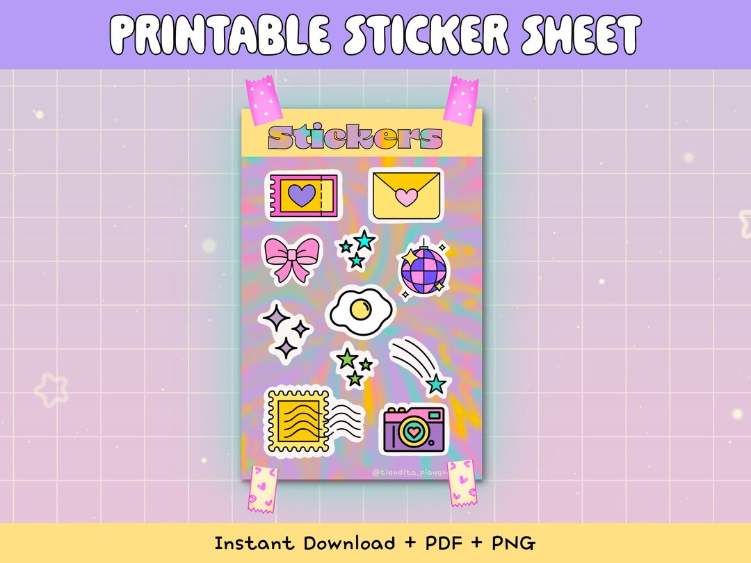 Cute Printable Sticker Sheet - 4"x6" | PDF + PNG Download for ...