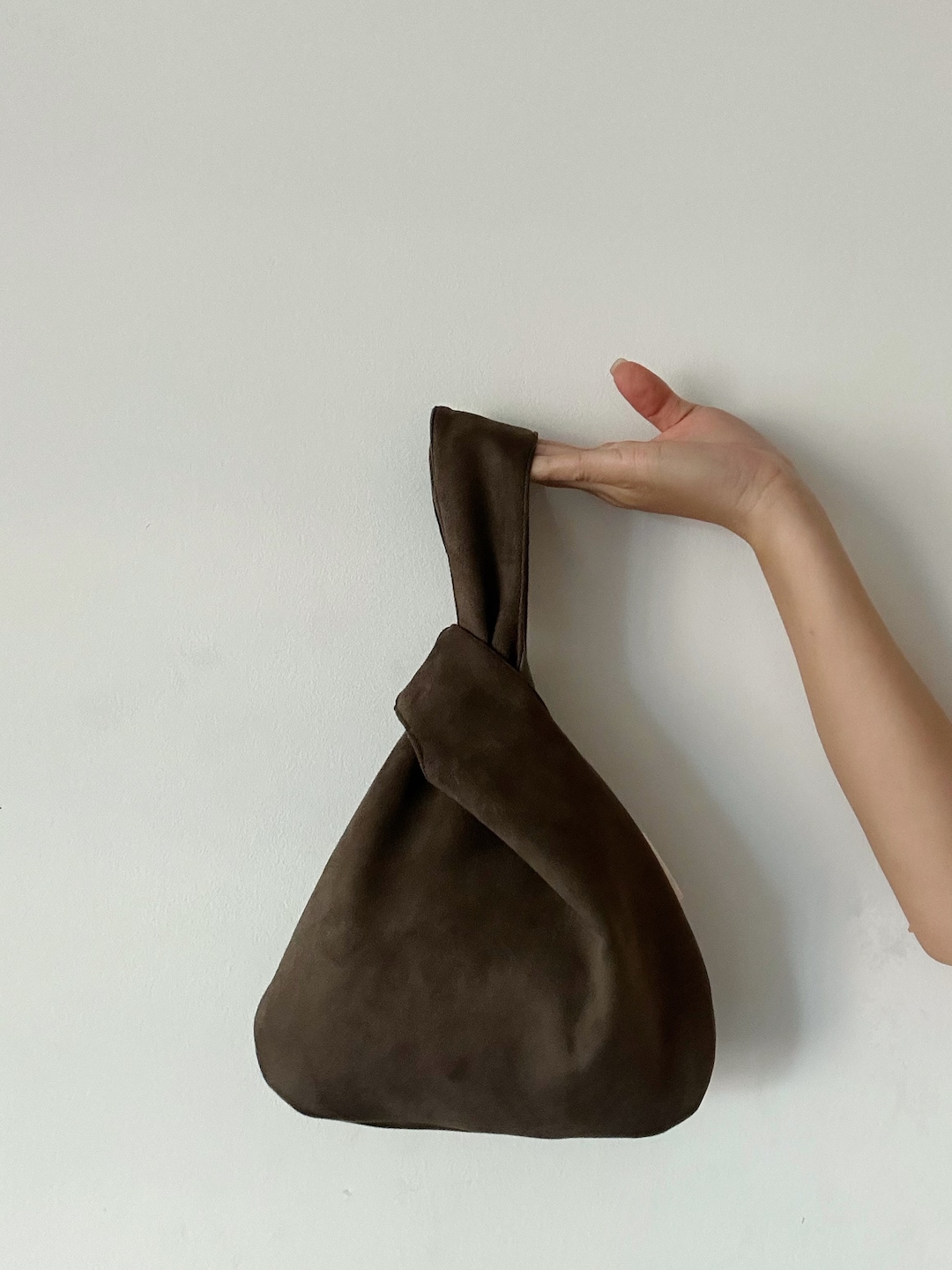 Handmade Brown Knot Bag, Japanese Knot Bag, Dark Women Bag, Small Knot ...