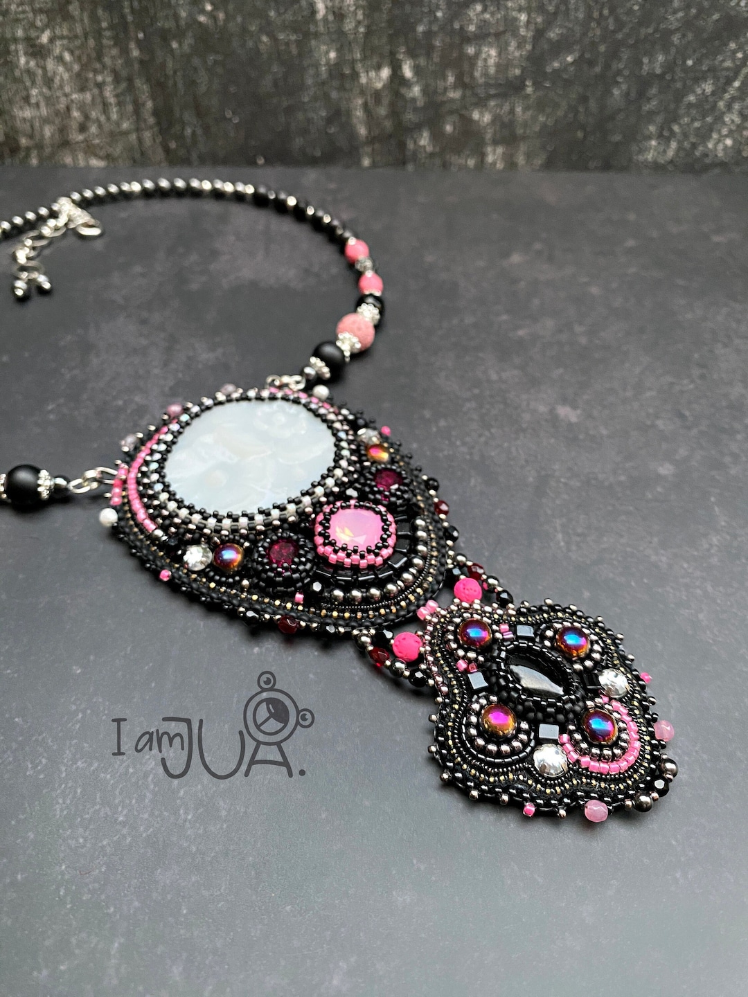 Bead Embroidery Necklace, Handmade Jewelry, Handmade Statement Necklace ...