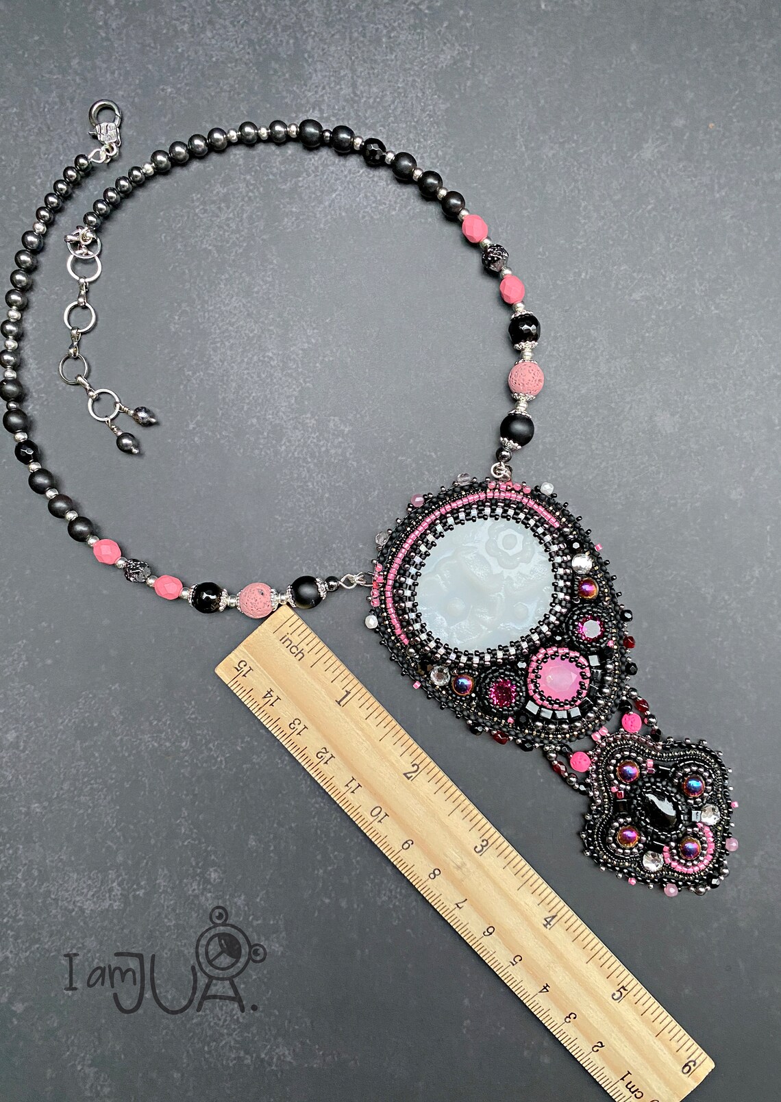 Bead Embroidery Necklace, Handmade Jewelry, Handmade Statement Necklace ...